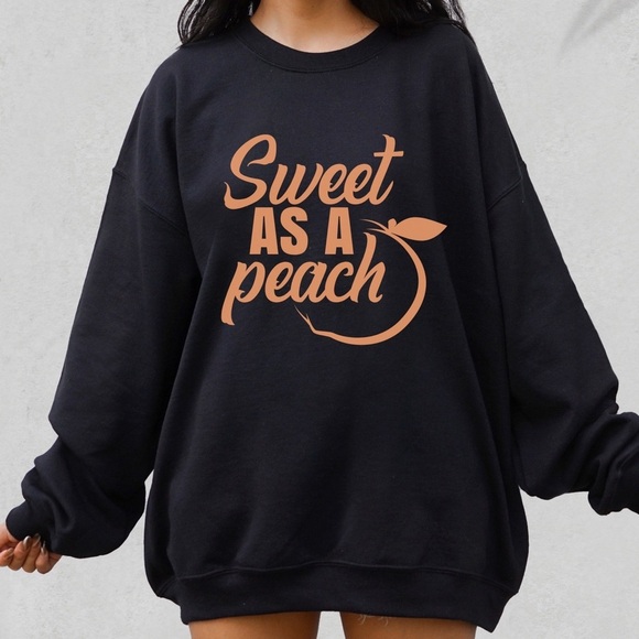 Tops | Sweet As A Peach Crew Neck Long Sleeve Sweatshirt | Poshmark